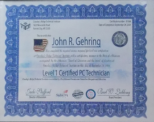 Certifications | WELCOME TO GIZMO GRAPHICS & TECHNOLOGY